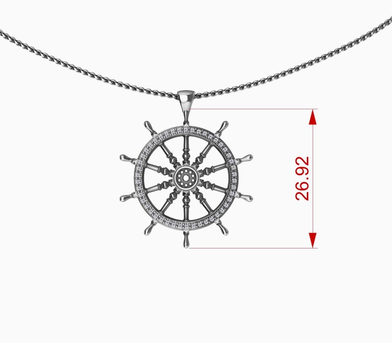 Platinum Diamond Women's 18 inch Captain Sailors Wheel Pendant For Sale ...
