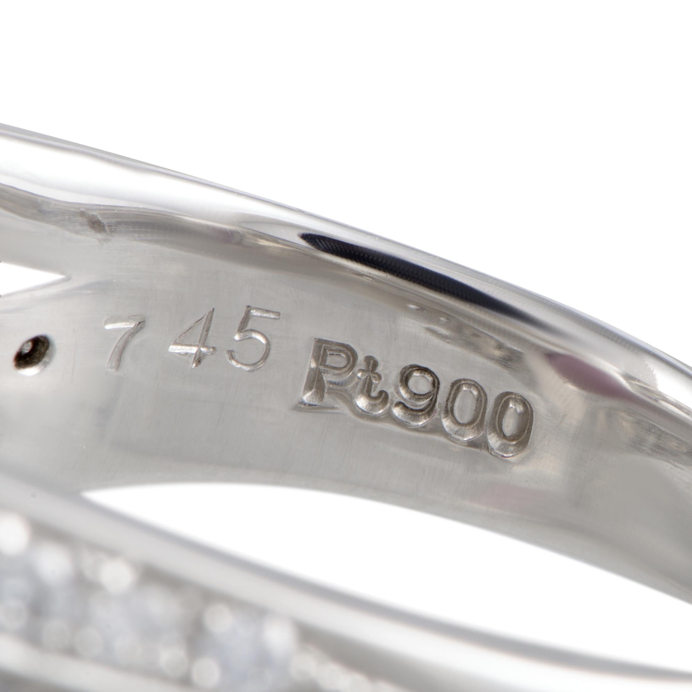 Platinum Diamonds and Garnet Rectangle Ring at 1stDibs