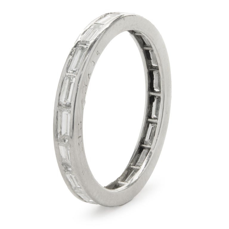 Platinum East West Channel Set Baguette Diamond Band For Sale at 1stDibs