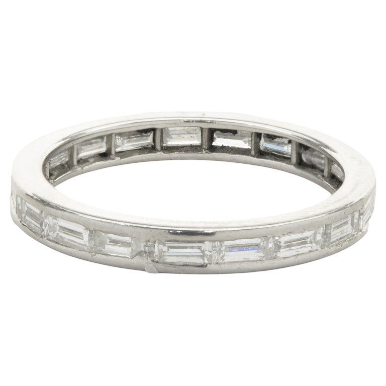 Platinum East West Channel Set Baguette Diamond Band For Sale at 1stDibs