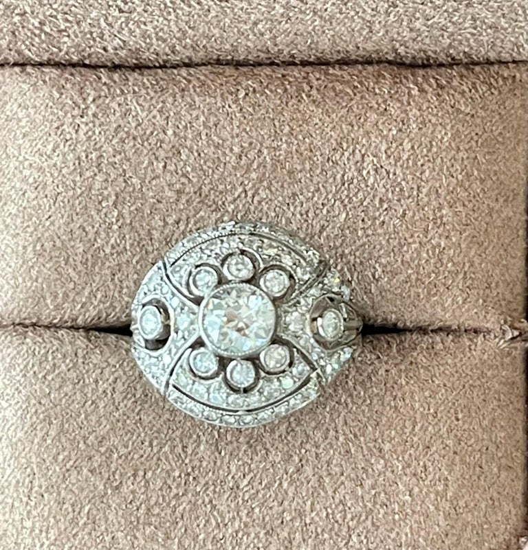 Platinum Edwardian Bombé Ring Diamonds For Sale at 1stDibs