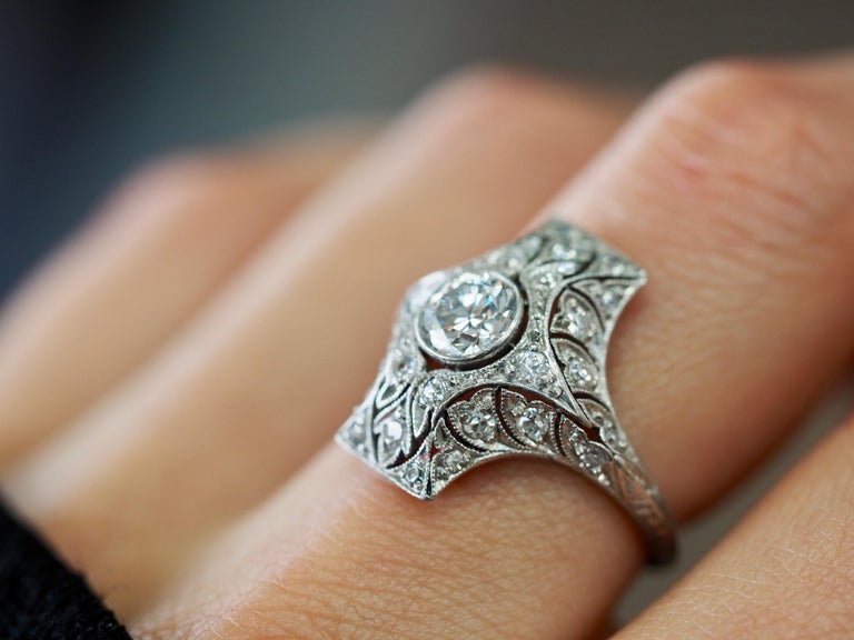 Platinum Edwardian Diamond Filigree Ring, circa Late 1800s at 1stDibs ...