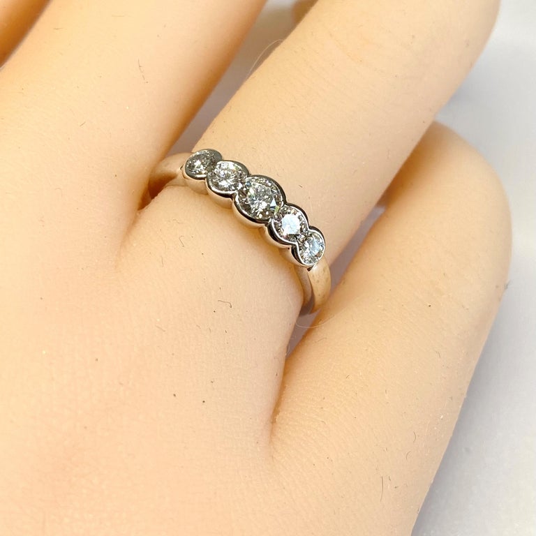 Platinum Five Stone Graduated Diamond Ring For Sale at 1stDibs