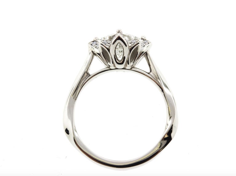 Platinum Flower Engagement Ring GIA Certified Centre Stone For Sale at ...
