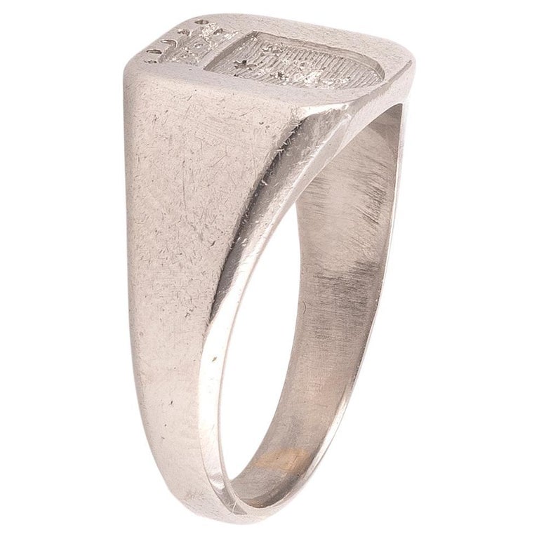 Platinum French Signet Ring at 1stDibs