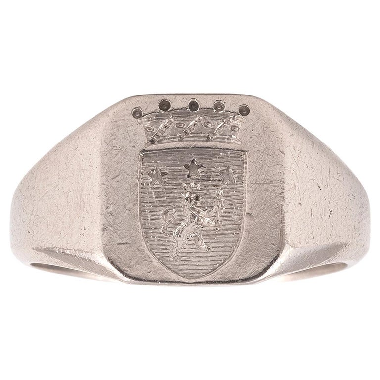 Platinum French Signet Ring at 1stDibs