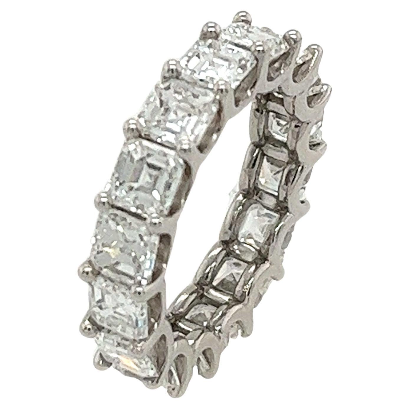 Platinum Full Eternity Diamond Ring, Set With 6.68ct Natural Asscher ...