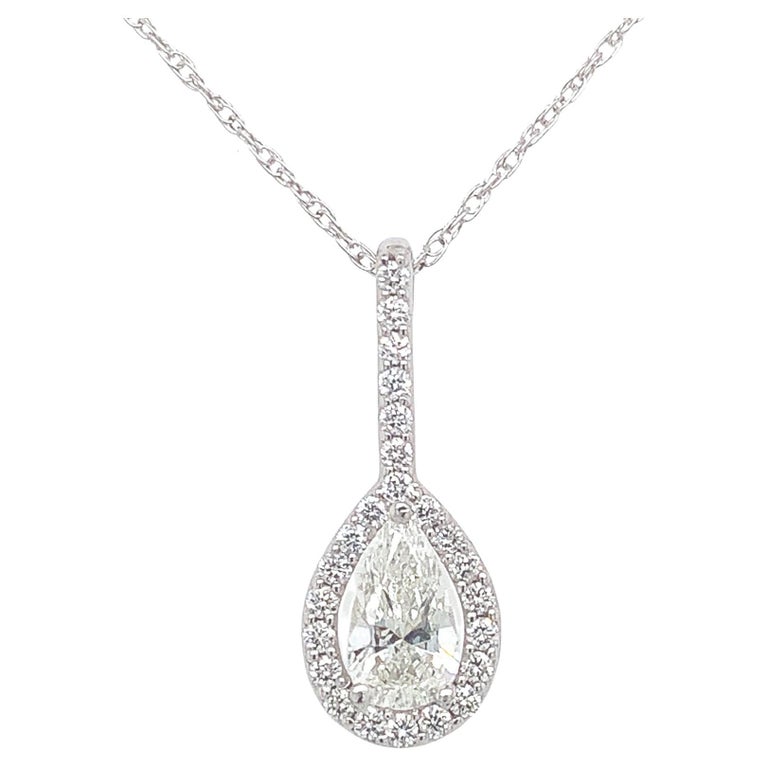 Platinum GIA .65ct Pear Cut Diamond Pendant For Sale at 1stDibs