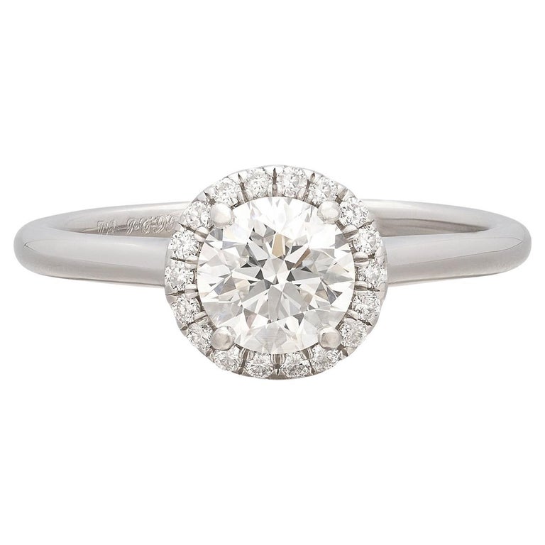 Platinum GIA F/VS2 Diamond Halo Ring For Sale at 1stDibs