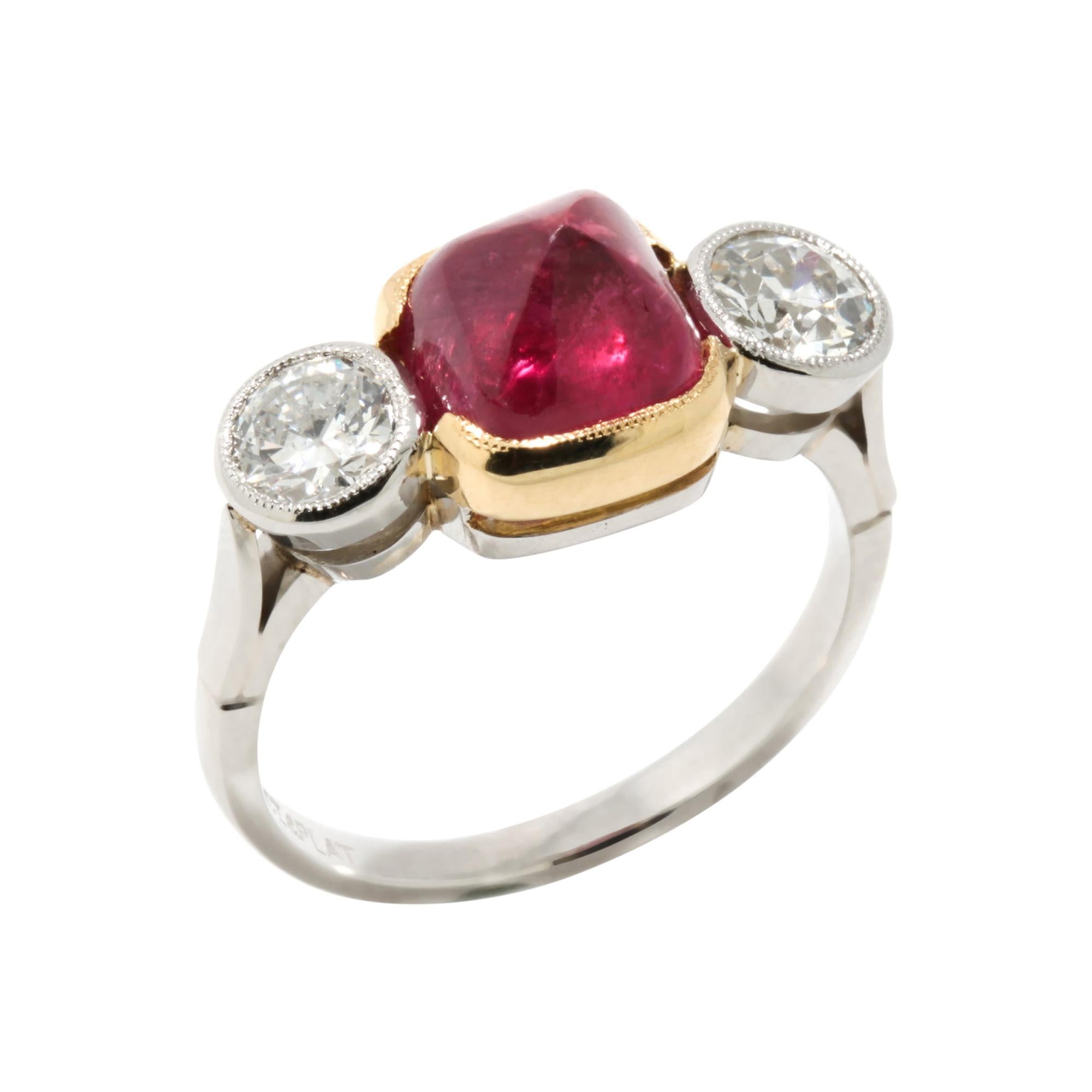 Antique Ruby Diamond Gold Platinum Carved Ring at 1stDibs | antique ...