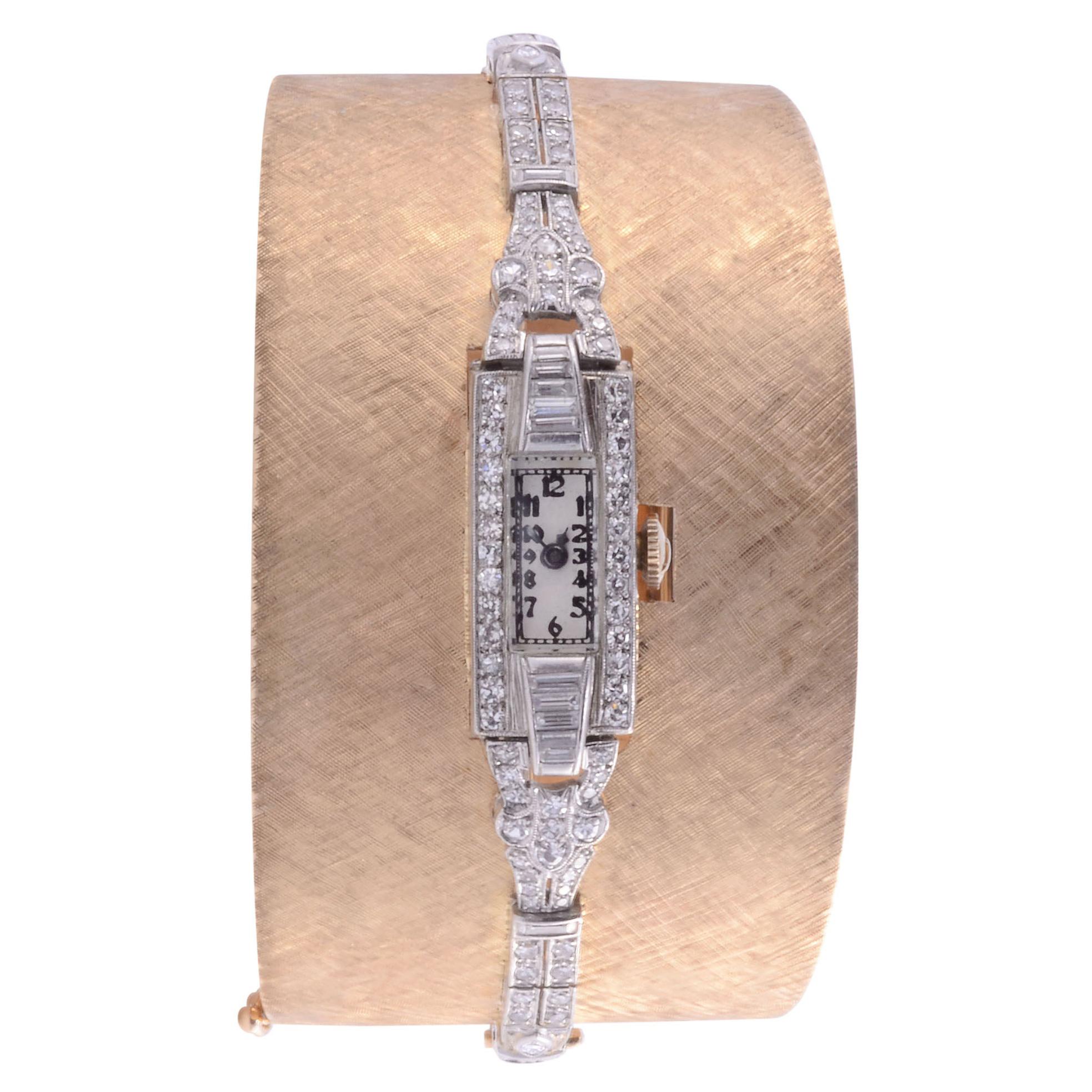 Etoile Diamond Cuff Watch Made in 18 Karat Yellow Gold For Sale at 1stDibs