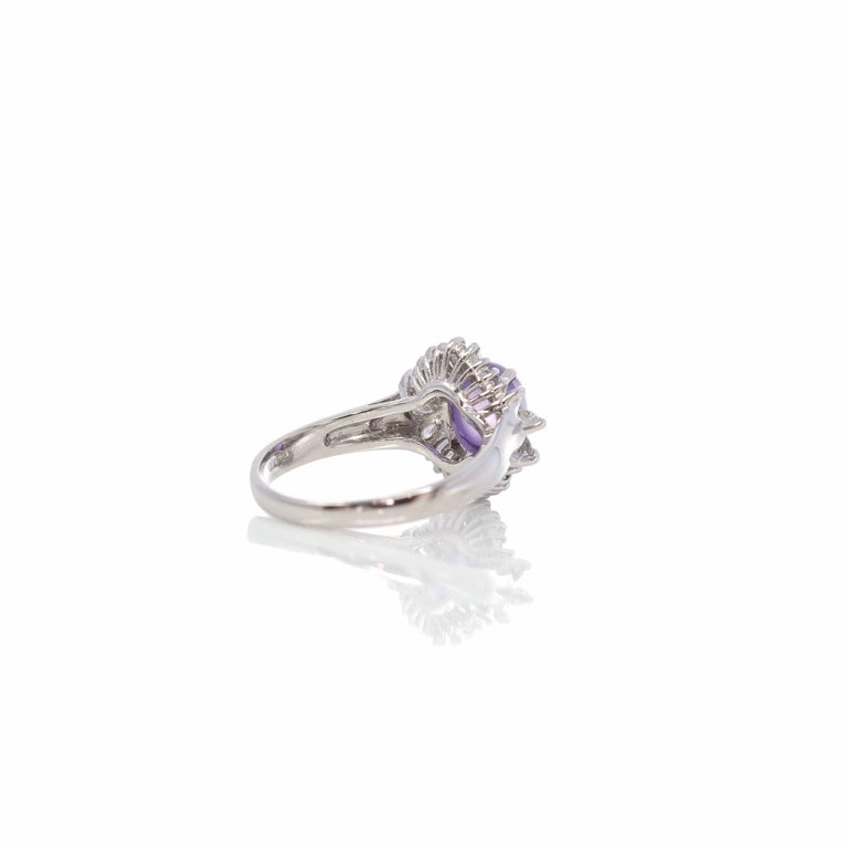 Platinum Gold Natural Pink Star Sapphire Ring with Diamonds For Sale at ...