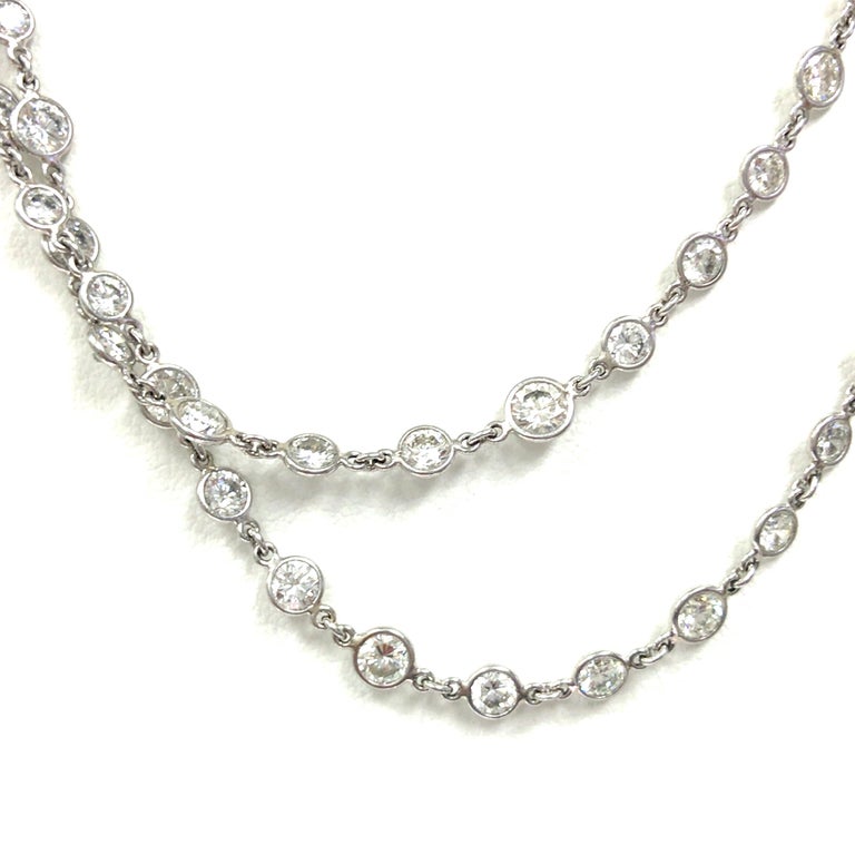 Platinum Handmade 24.72 Carat Long Diamond by the Yard Necklace For ...