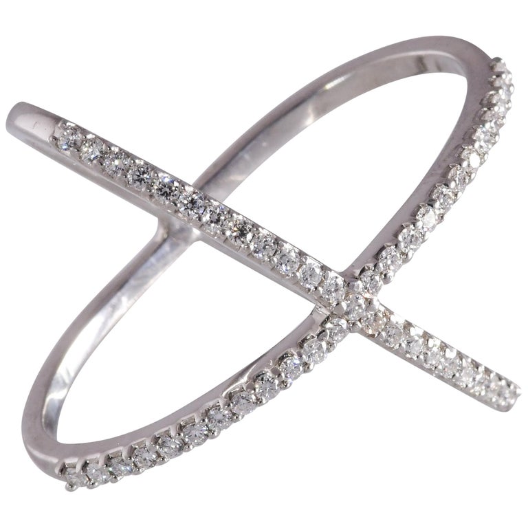 Platinum Infinity "X" Style Diamond Ring .50 Carat TW SI1-SI2, G-H 7.1 ...