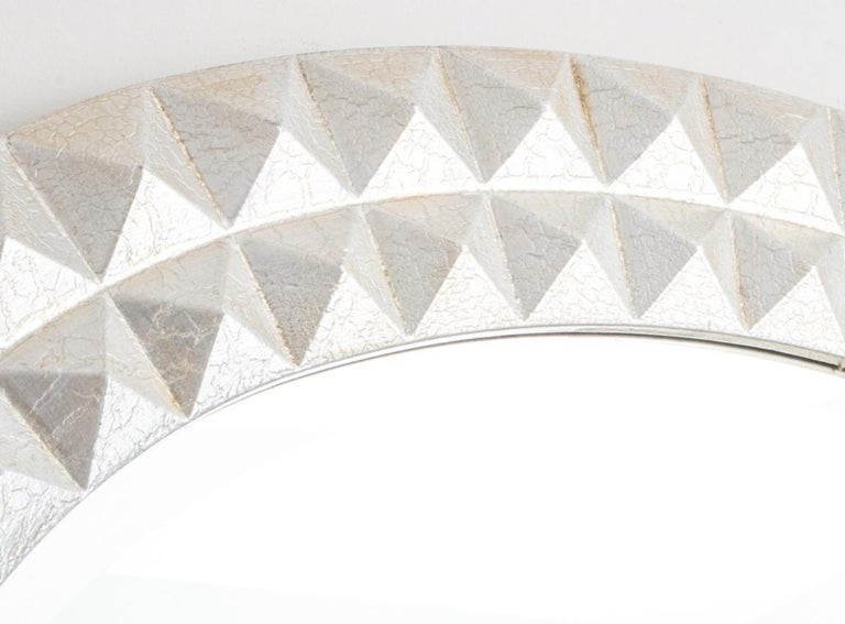 Platinum Leafed Studded Frame Oval Mirror For Sale at 1stDibs