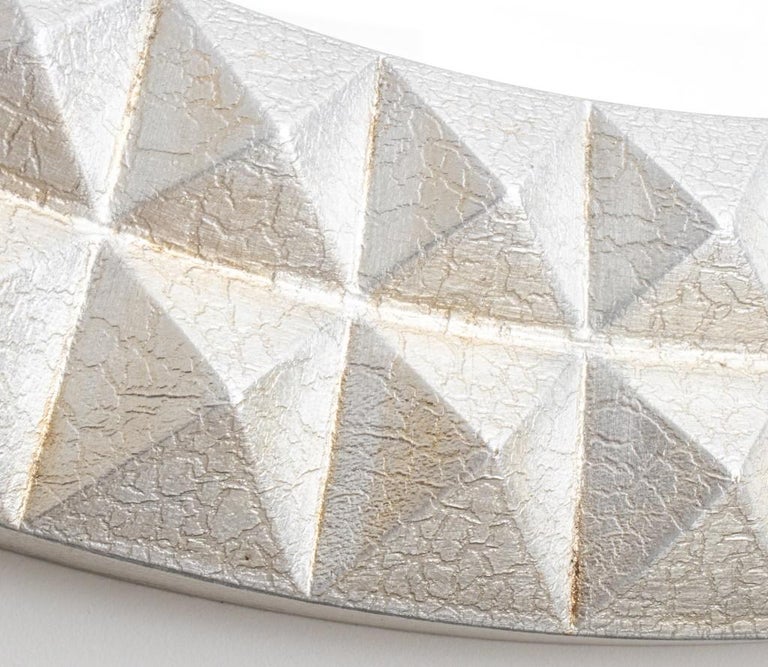 Platinum Leafed Studded Frame Oval Mirror For Sale at 1stDibs