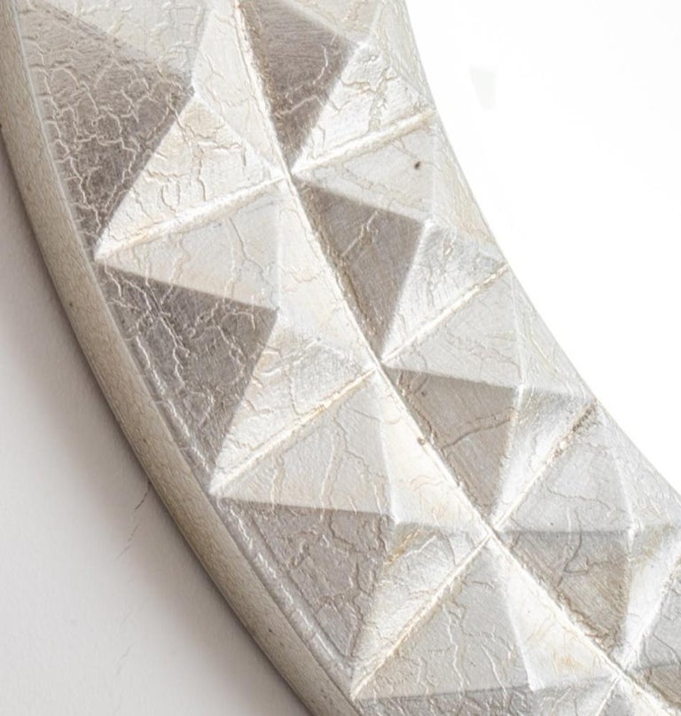Platinum Leafed Studded Frame Oval Mirror For Sale at 1stDibs
