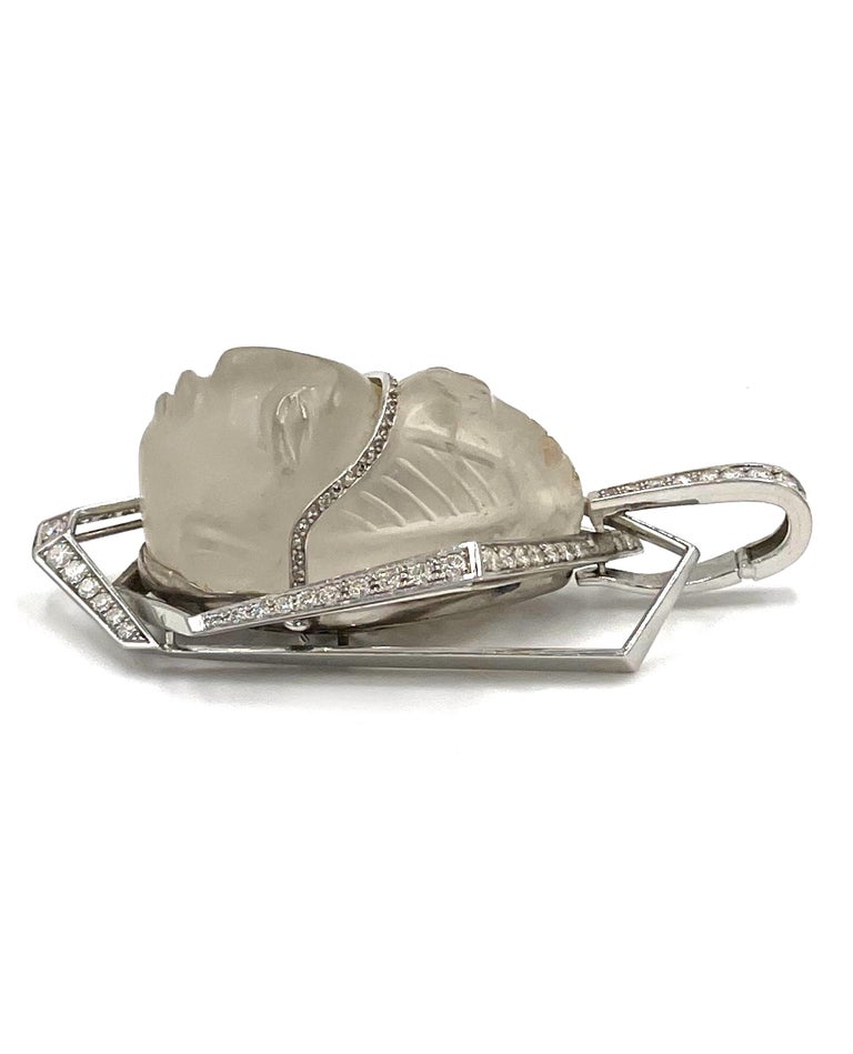 Platinum Mesoamerican Pendant with Carved Rock Crystal and Diamond For ...