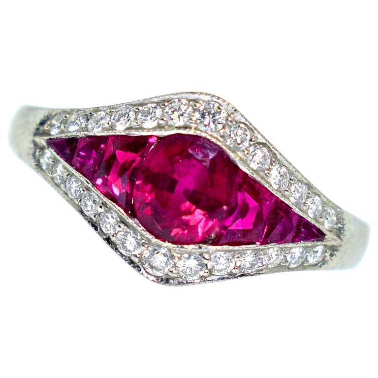 Platinum, Natural Ruby and Diamond Ring For Sale at 1stDibs