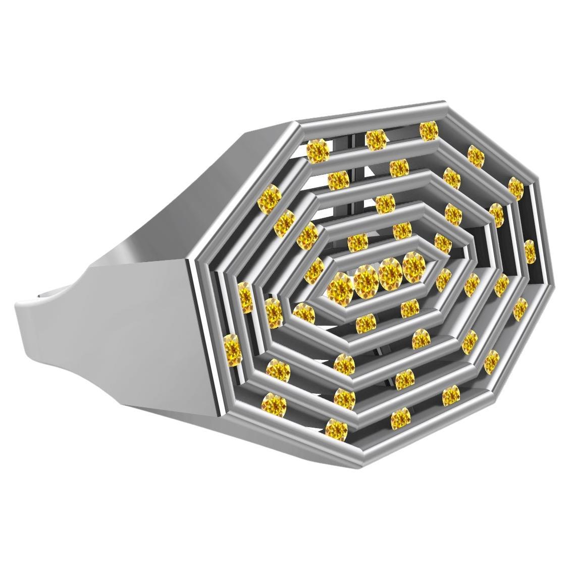 Geometric Design Octagon Emerald Diamond Ring at 1stDibs