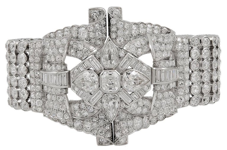 Platinum Openwork Design Diamond Bracelet For Sale at 1stDibs