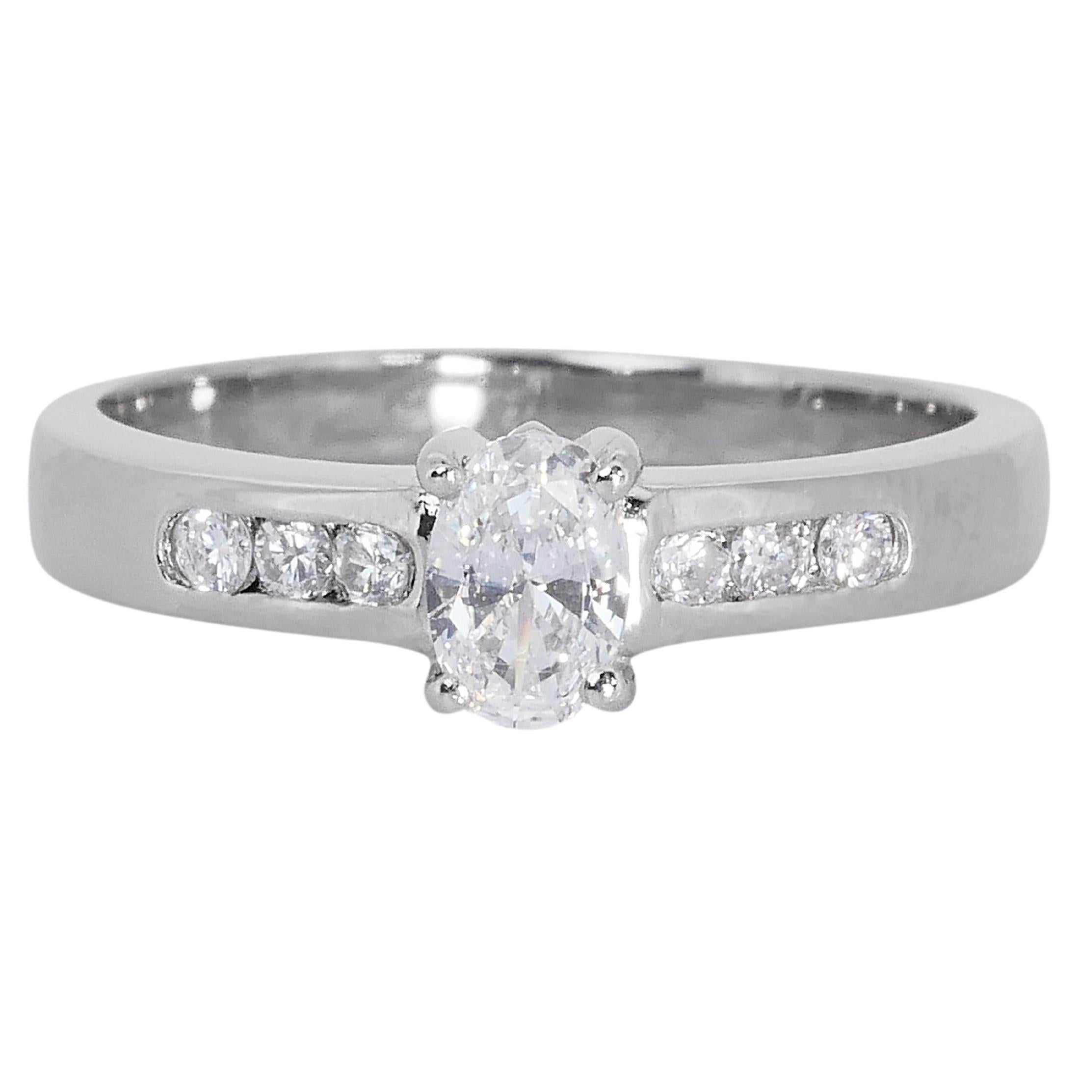 Platinum Pave Ring w/ 0.38 Carat Natural Diamonds AIG Certificate For Sale at 1stDibs