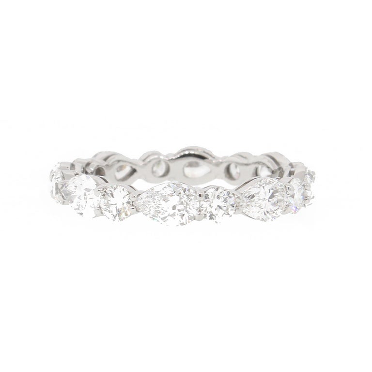 Platinum Pear Shaped and Round Diamond Wedding Band For Sale at 1stDibs