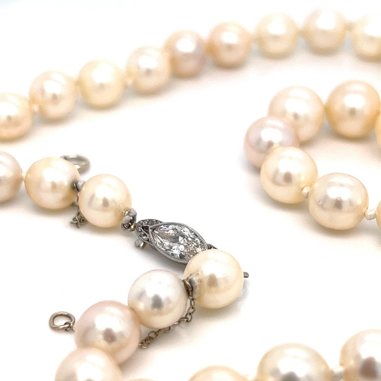 Platinum Pearl Diamond Necklace For Sale at 1stDibs