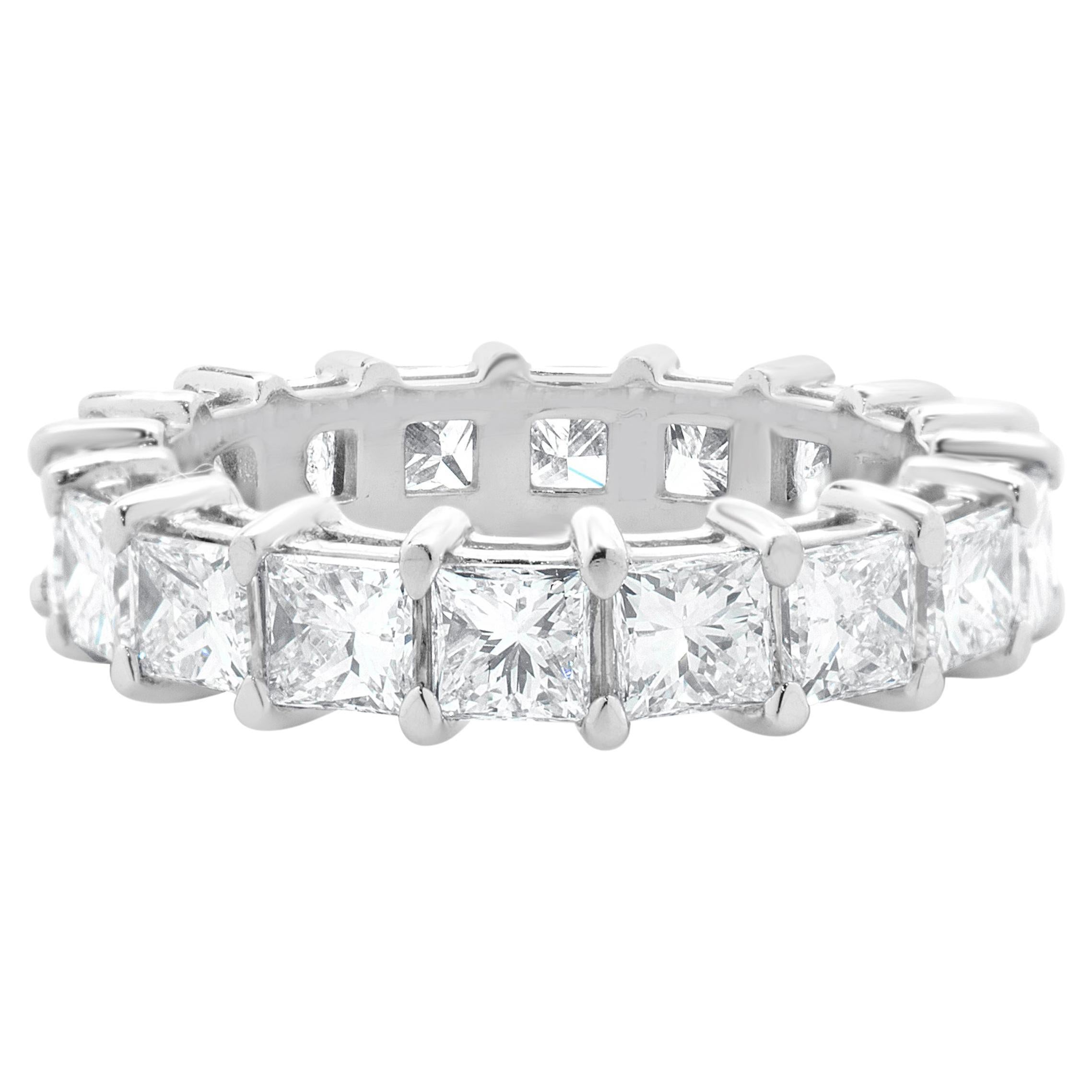 Platinum Princess Cut Diamond Eternity Band For Sale at 1stDibs