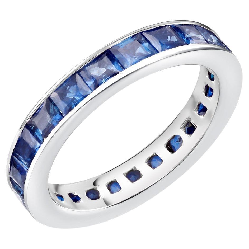Customizable Platinum Princess Sapphire Eternity Band Ring Weighing 4. ...