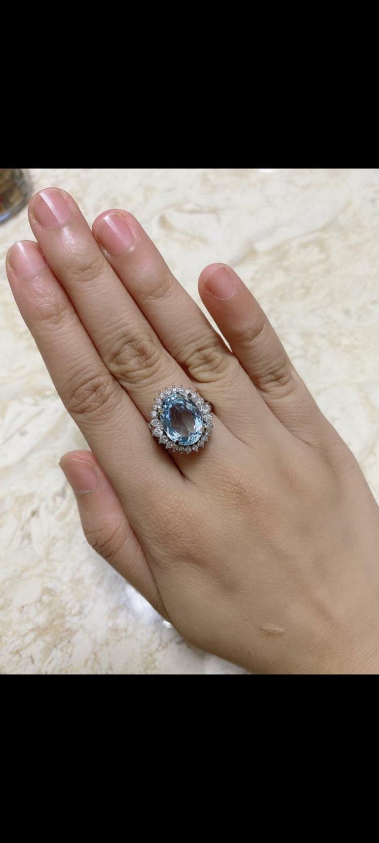 Platinum PT900 Vintage Aquamarine Ring with Diamonds at 1stDibs | pt900 ...