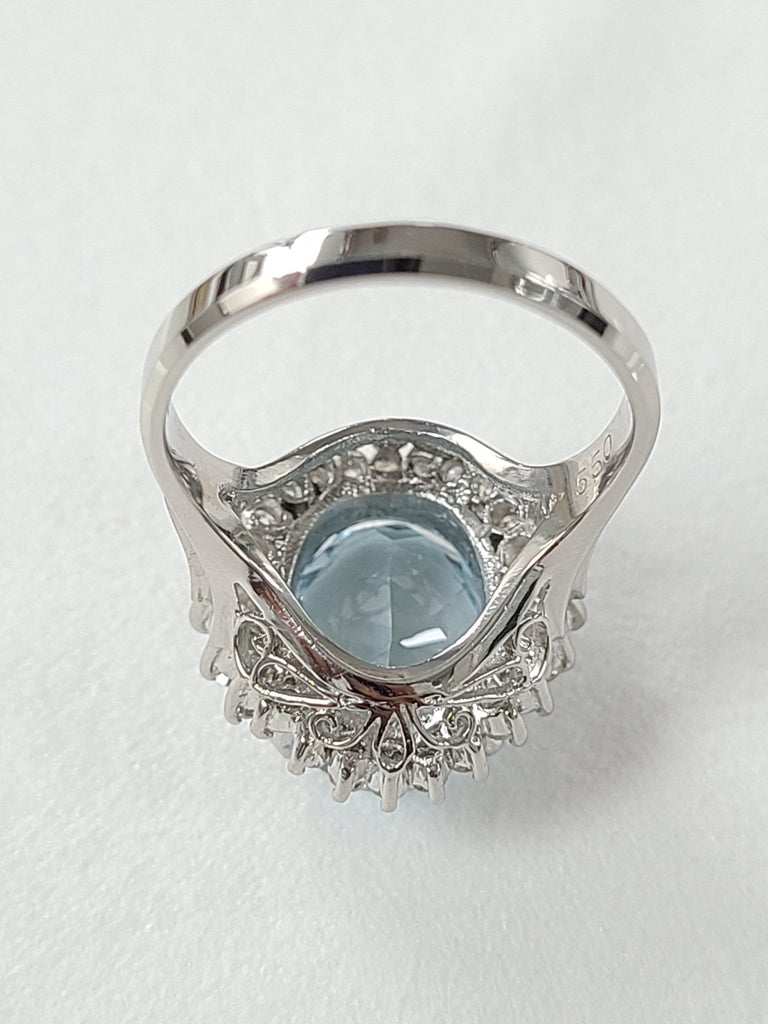 Platinum PT900 Vintage Aquamarine Ring with Diamonds at 1stDibs | pt900 ...