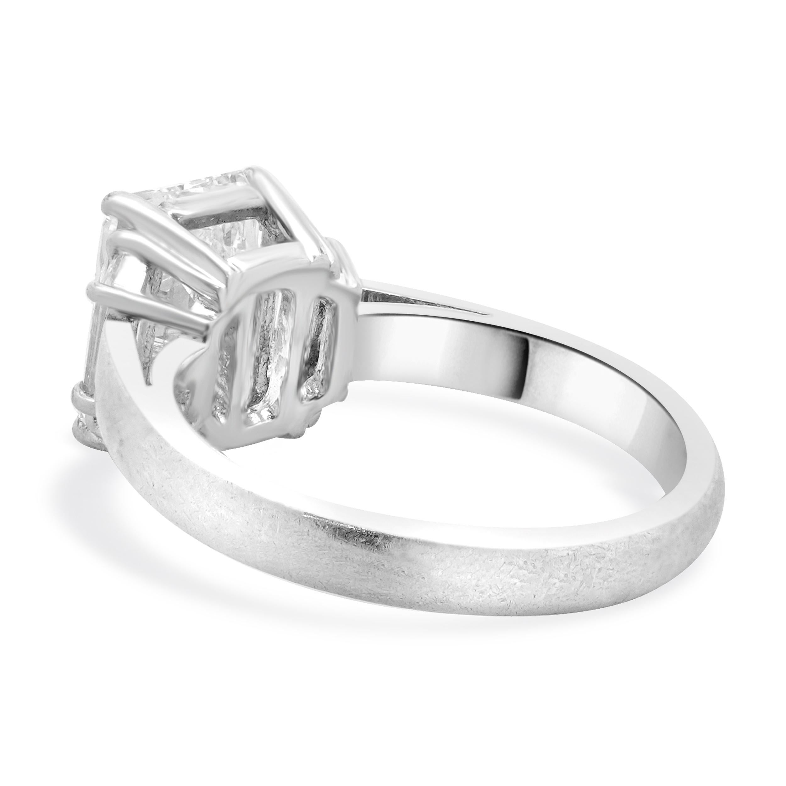 Platinum Radiant Cut Diamond Engagement Ring For Sale at 1stDibs