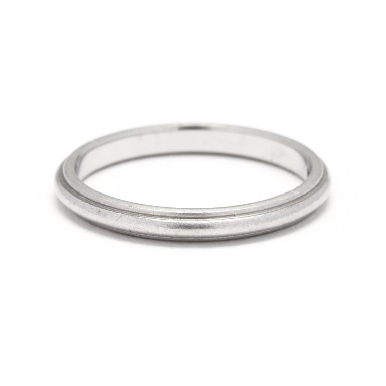 Platinum Ridged Wedding Band, Ring, Plain Platinum Band, Stackable For ...