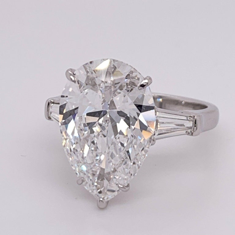 7.11 Carat Pear Brilliant Ring GIA Certified E VVS2 Ring For Sale at ...