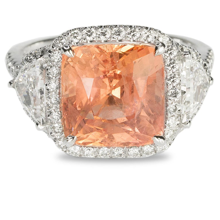 Platinum Ring No Heat Ceylon Padparadscha Sapphire at 1stDibs