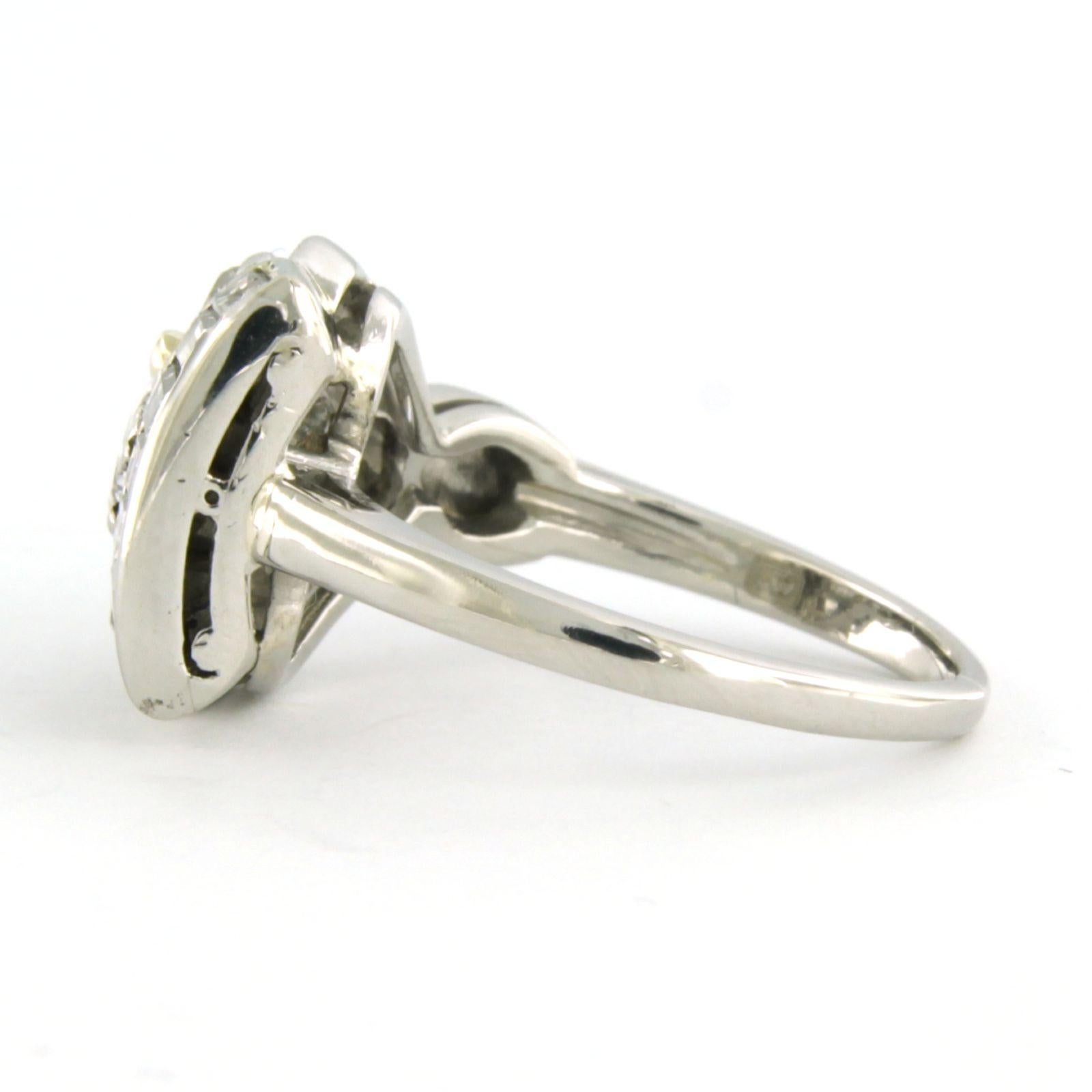 Platinum ring set with old mine cut and baguette diamonds up to 1.45ct ...