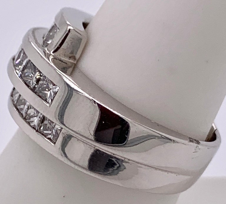 Platinum Ring Wedding Band with Three-Tier Diamond Design 2.00 TDW For ...