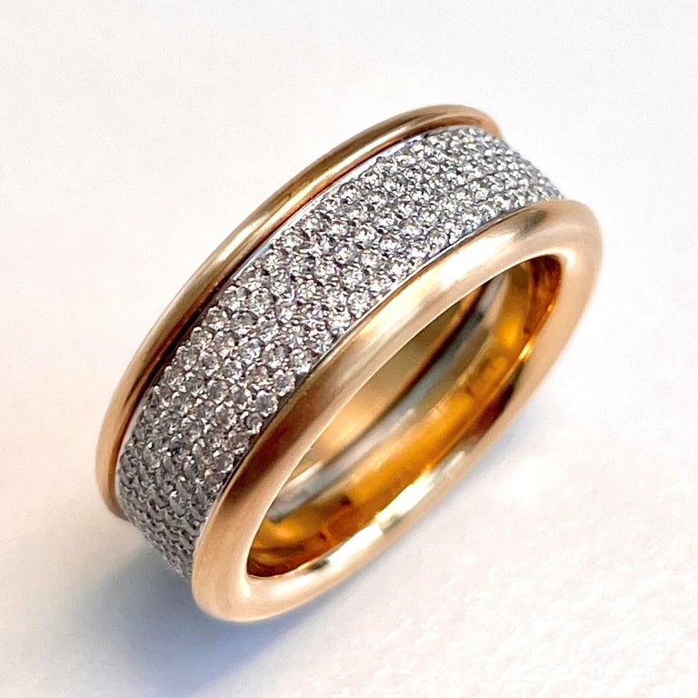 Platinum and Rosegold Ring, 950 Platinum/18k Rosegold + 335 Diamonds 1.035ct For Sale at 1stDibs