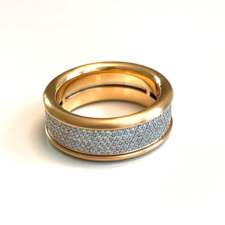 Platinum and Rosegold Ring, 950 Platinum/18k Rosegold + 335 Diamonds 1.035ct For Sale at 1stDibs