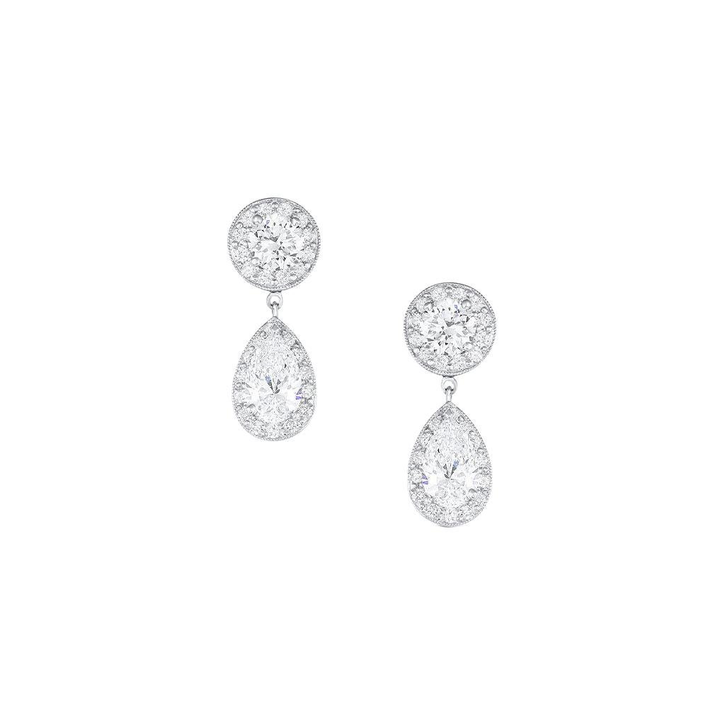 Fine Pear-Shaped Diamond Drop Earrings at 1stDibs