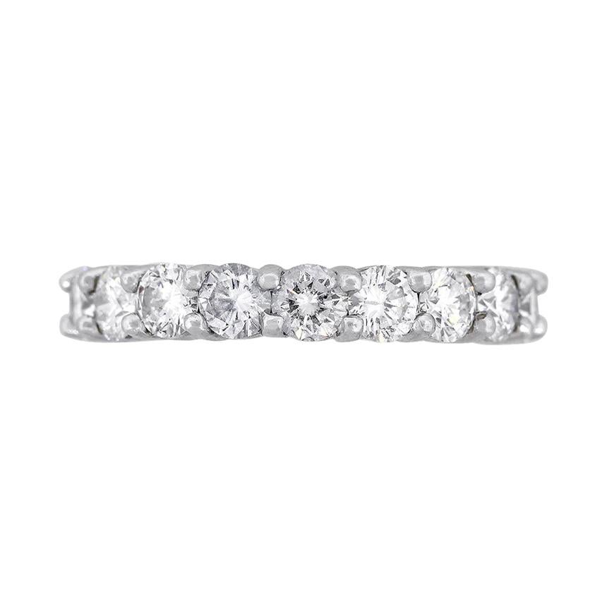 Platinum Round Cut Diamond Leaf Wide Eternity Band at 1stDibs