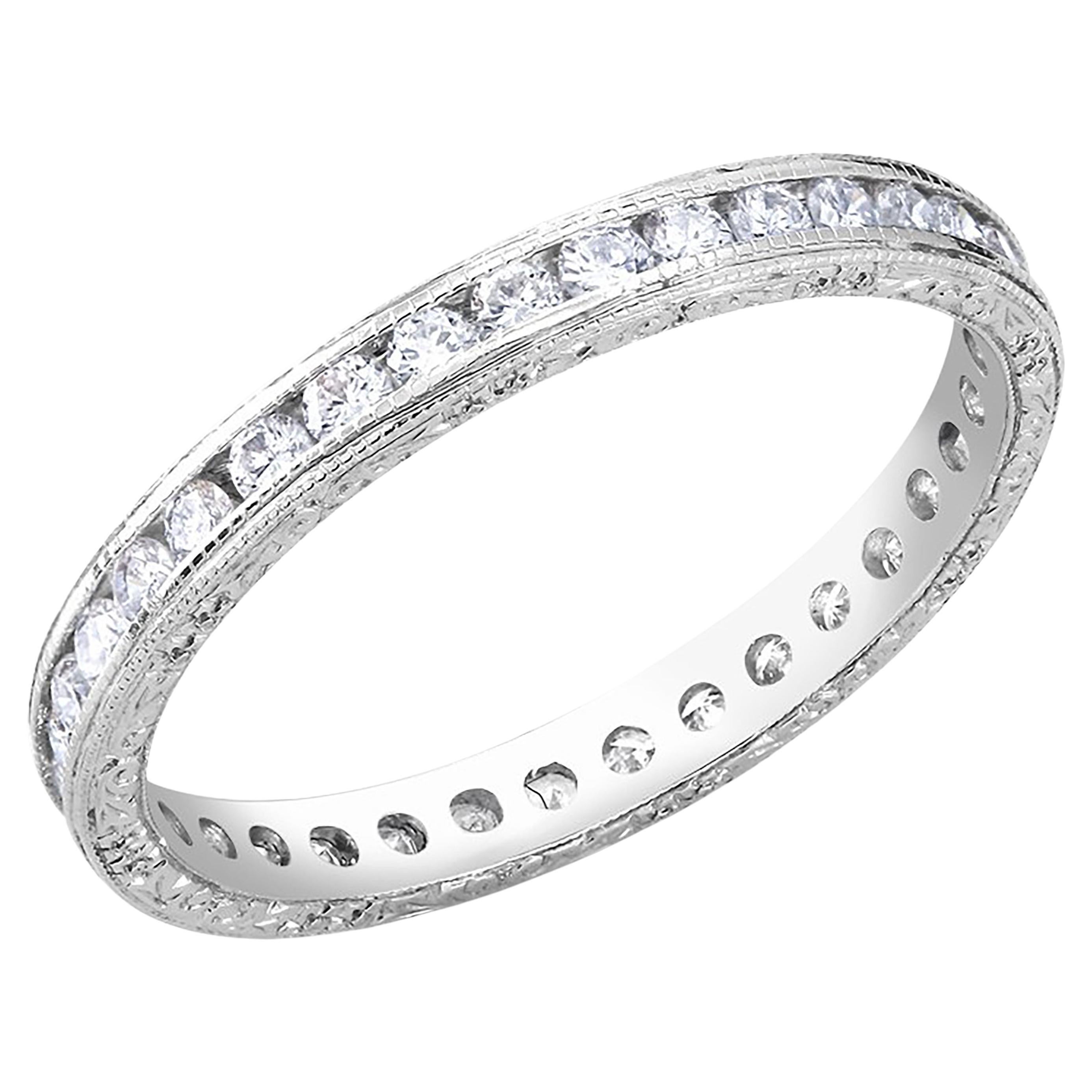 Platinum Round Diamond Platinum Size 6.5 Full Band Old Master Hand ...