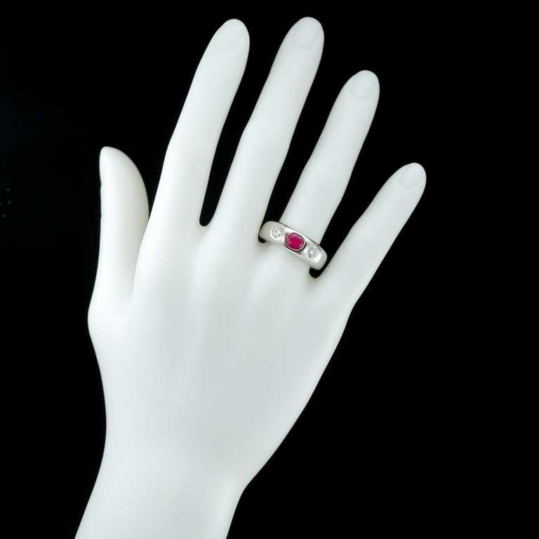 Platinum Ruby and Diamond Gypsy Ring For Sale at 1stDibs