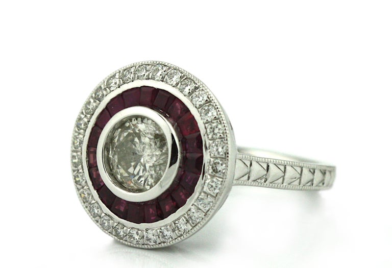 Customizable Platinum Ruby and Diamond Ring For Sale at 1stDibs