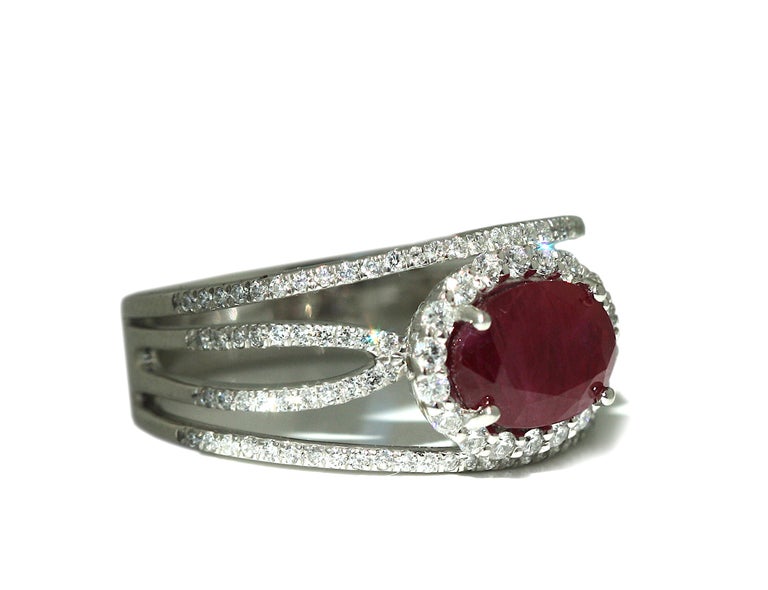 Platinum Ruby and Diamond Ring For Sale at 1stDibs
