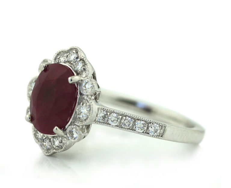Platinum Ruby and Diamond Ring For Sale at 1stDibs