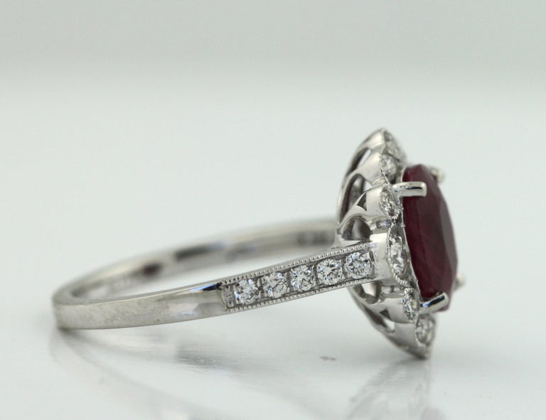 Platinum Ruby and Diamond Ring For Sale at 1stDibs