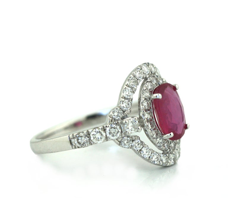 Platinum Ruby and Diamond Ring For Sale at 1stDibs
