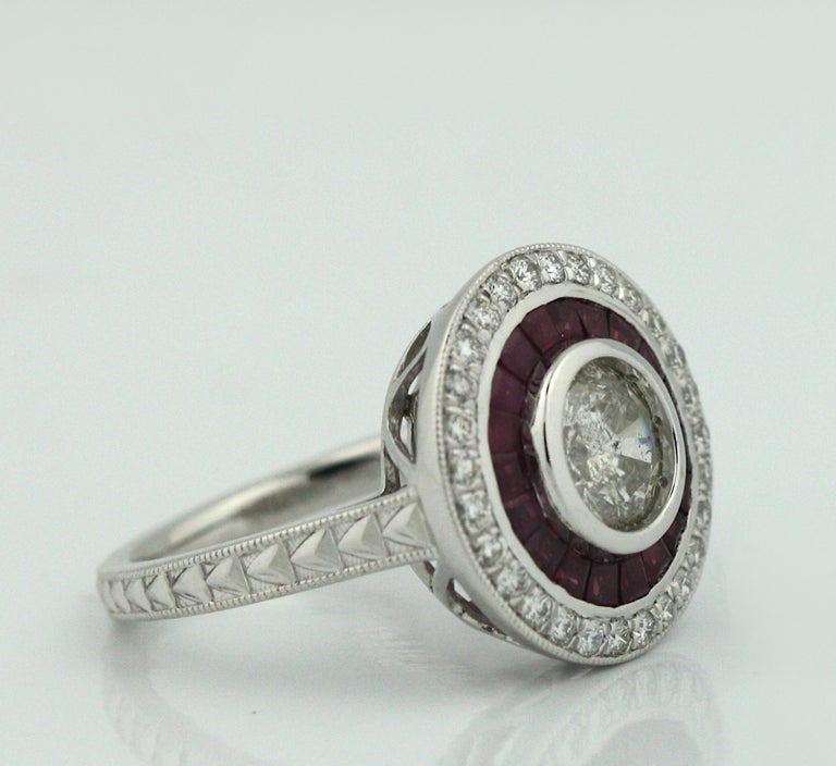 Customizable Platinum Ruby and Diamond Ring For Sale at 1stDibs